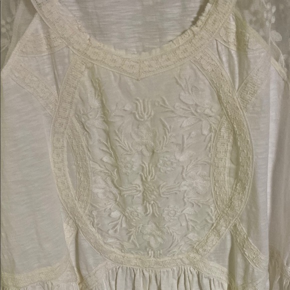 Sundance | Tops | Sundance Cream Ruffled Lace Embellished Peplum Blouse ...